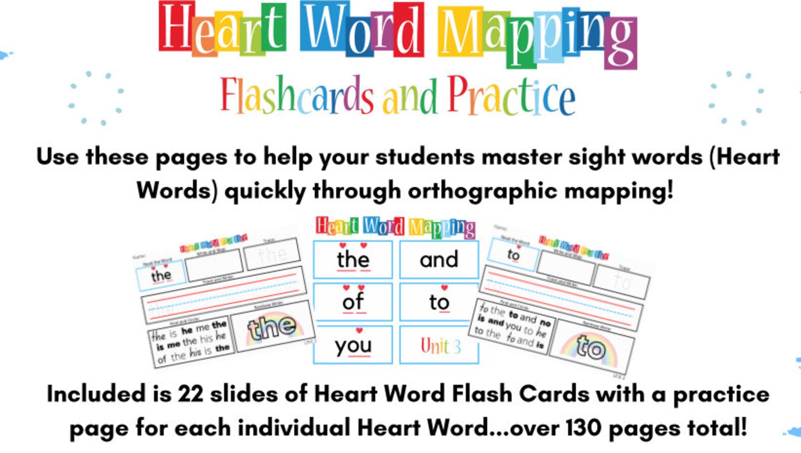 Heart Word Mapping Flash Cards and Practice Pages, Sight Word Practice ...