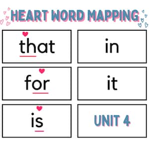 Heart Word Flashcards, Heart Word Mapping, Orthographic Heart Word ...