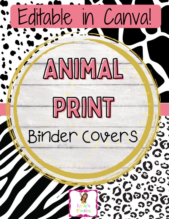 Editable Animal Print Binder Covers - Etsy