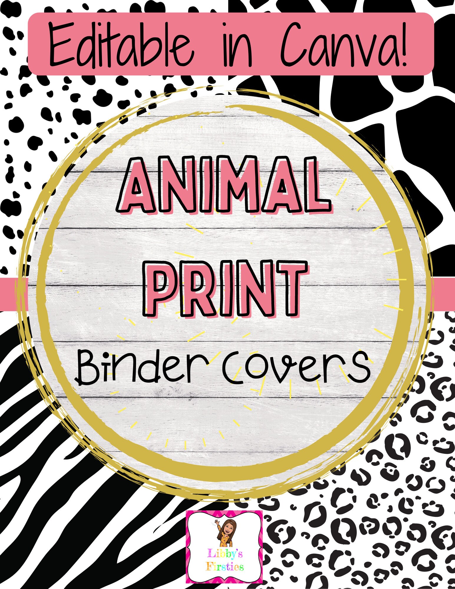 Editable Animal Print Binder Covers - Etsy
