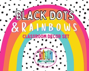 Black Dots and Pastel Rainbows Boho Classroom Decor Theme Set - Etsy