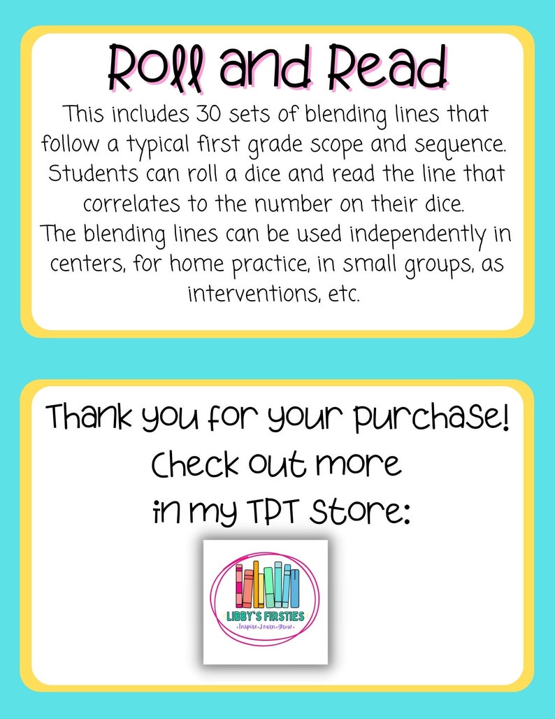 Roll and Read Phonics Blending Lines, A Yearlong Fluency Building ...