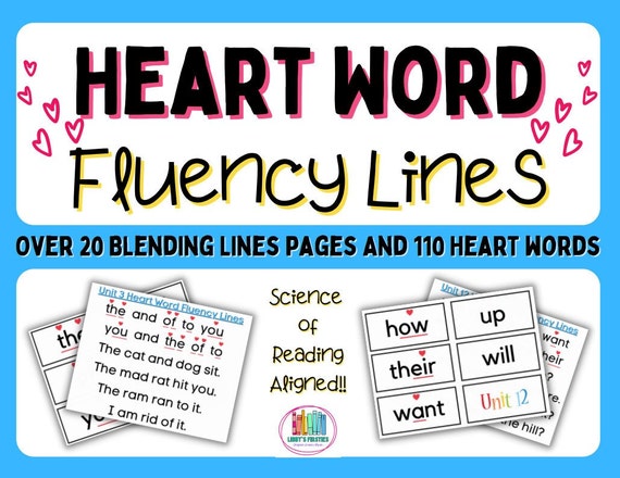 Heart Word Fluency Lines and Flash Cards: 110 Orthographically - Etsy