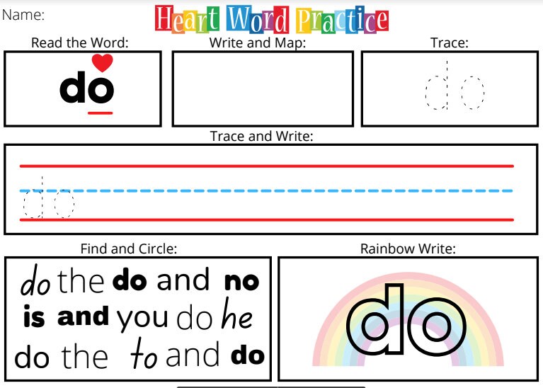 Heart Word Flash Cards and Practice Pages UFLI Inspired - Etsy