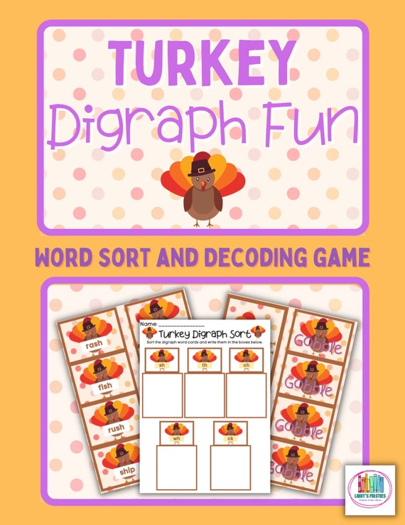 Turkey Digraph Fun: Word Sort and Decoding Activities - Etsy