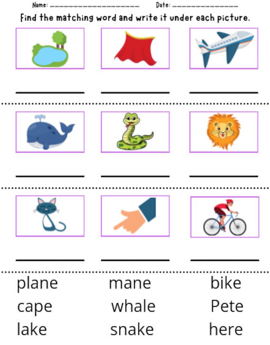 Phonics Word Matching Activities, Phonics Center, Learning Stations ...
