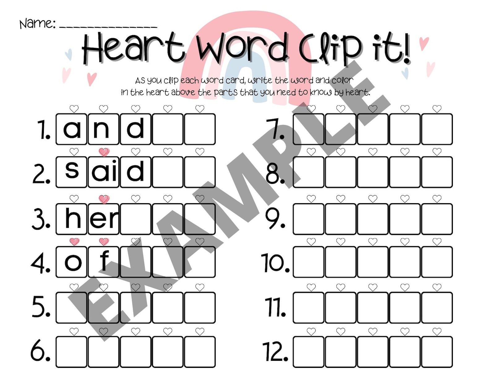 Heart Word Clip It & Map It Game, Orthographic Mapping, Science of ...