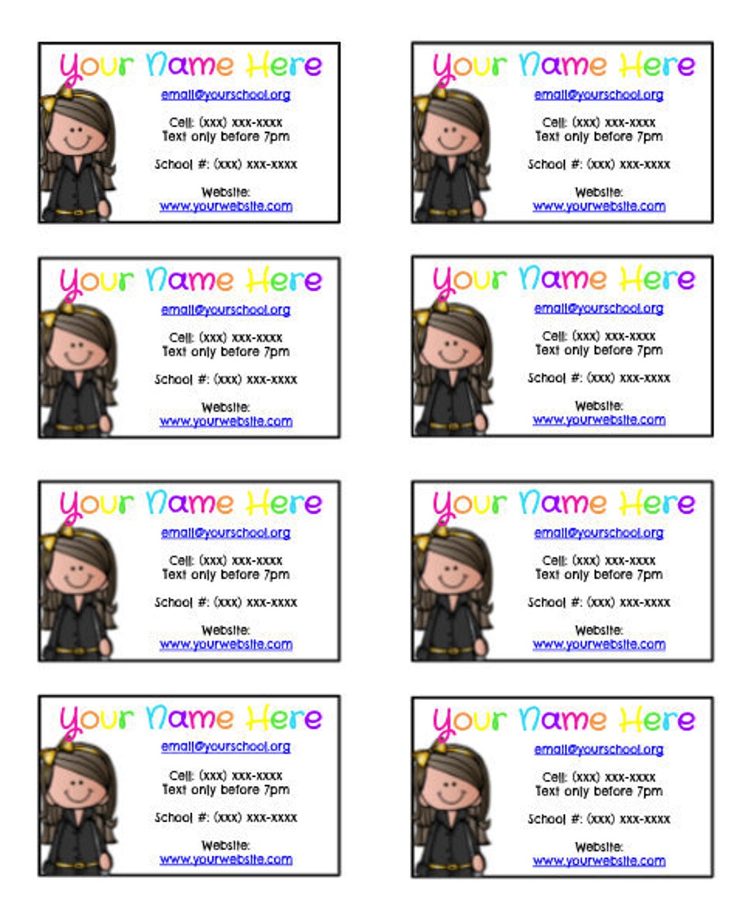 Editable Teacher Business Card Magnets - Etsy