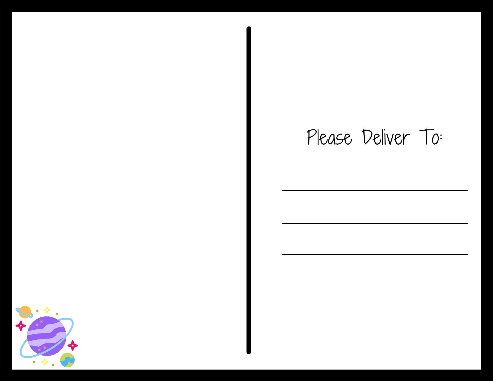 Space Theme Back to School Postcard, Outer Space Postcard, Welcome Back ...