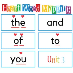 Heart Word Mapping Flash Cards and Practice Pages, Sight Word Practice ...