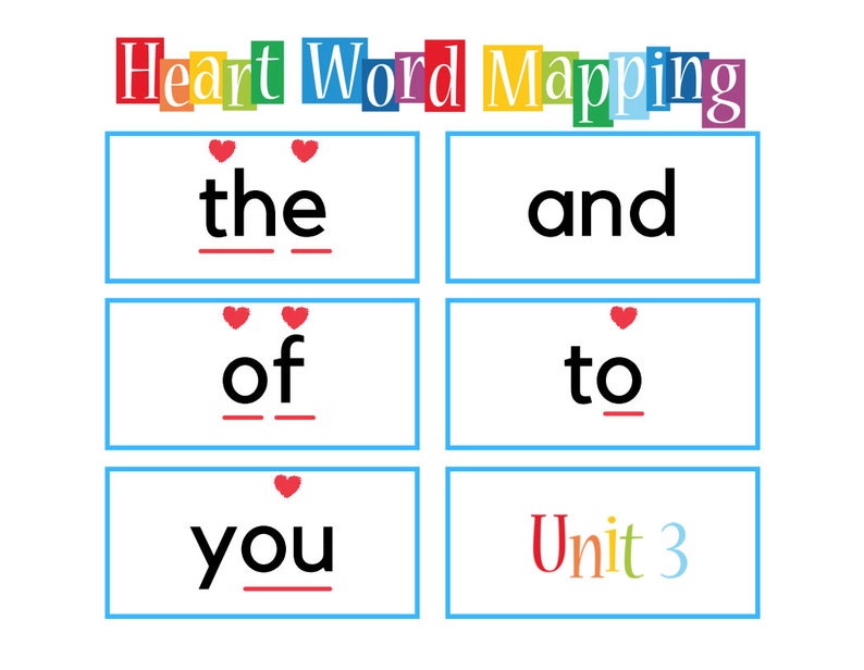 Heart Word Mapping Flash Cards and Practice Pages, Sight Word Practice ...