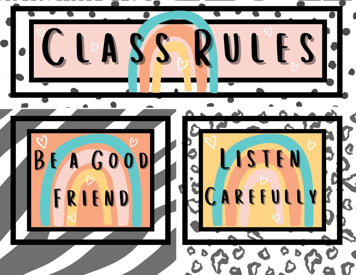 Animal Print Pastels & Rainbows Classroom Decor Set Trendy - Etsy