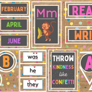 Bright Dots and Burlap Theme Classroom Decor Set - Etsy