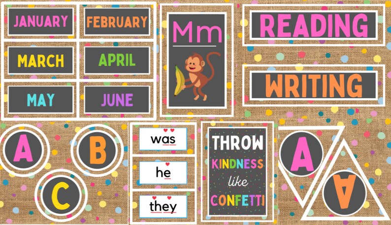 Bright Dots and Burlap Theme Classroom Decor Set - Etsy