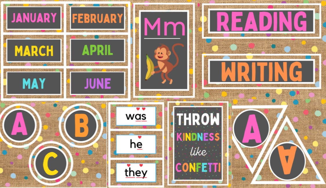 Bright Dots and Burlap Theme Classroom Decor Set - Etsy