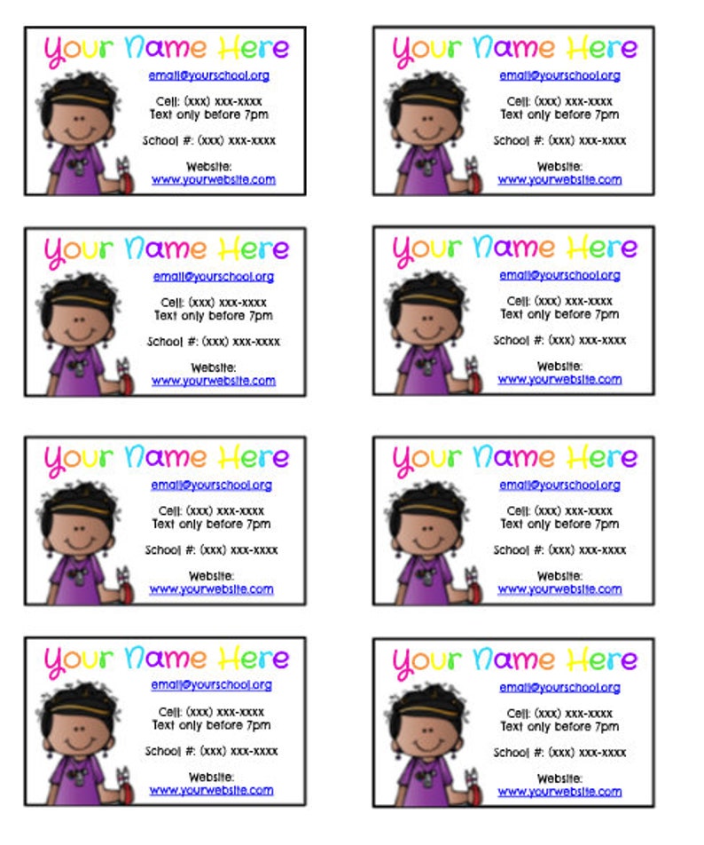 Editable Teacher Business Card Magnets - Etsy