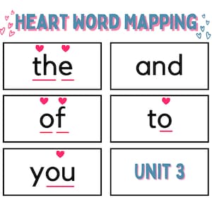 Heart Word Flashcards, Heart Word Mapping, Orthographic Heart Word ...