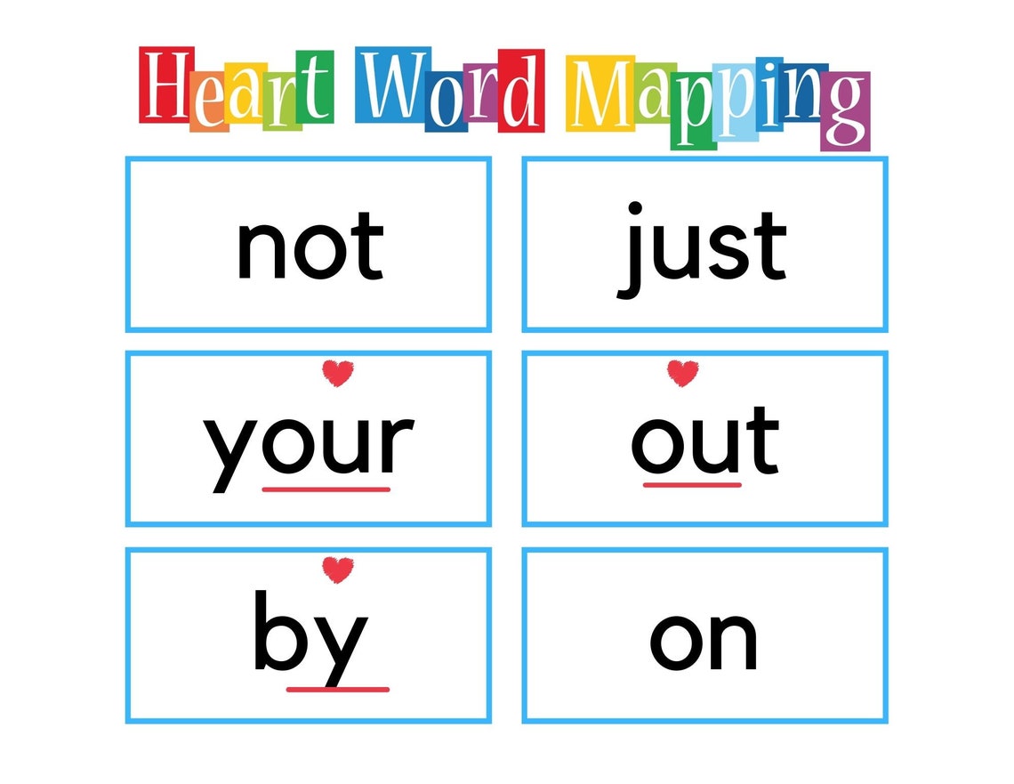 Sight Word Flashcards and Orthographic Mapping Practice, Heart Word ...