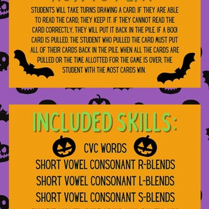 Boo! Phonics Game: CVC, Consonant Blends, and Digraphs Decoding Game - Etsy