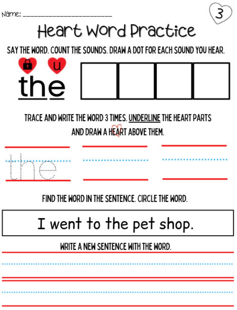 Heart Word Mapping Practice : Orthographic Mapping for 110 Sight Words ...