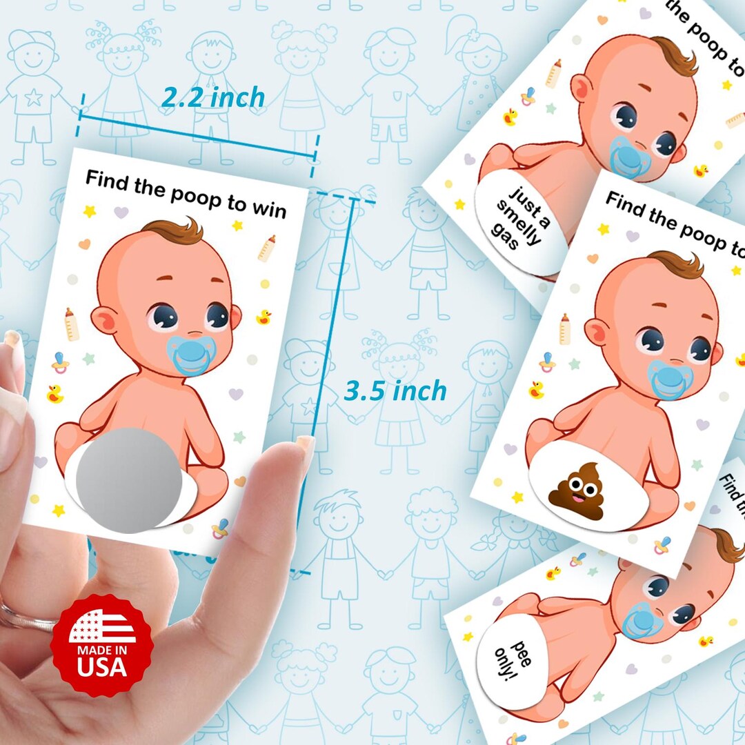 Baby Boy Find the Poop Game - Fun Scratch-off Cards for Baby Showers ...