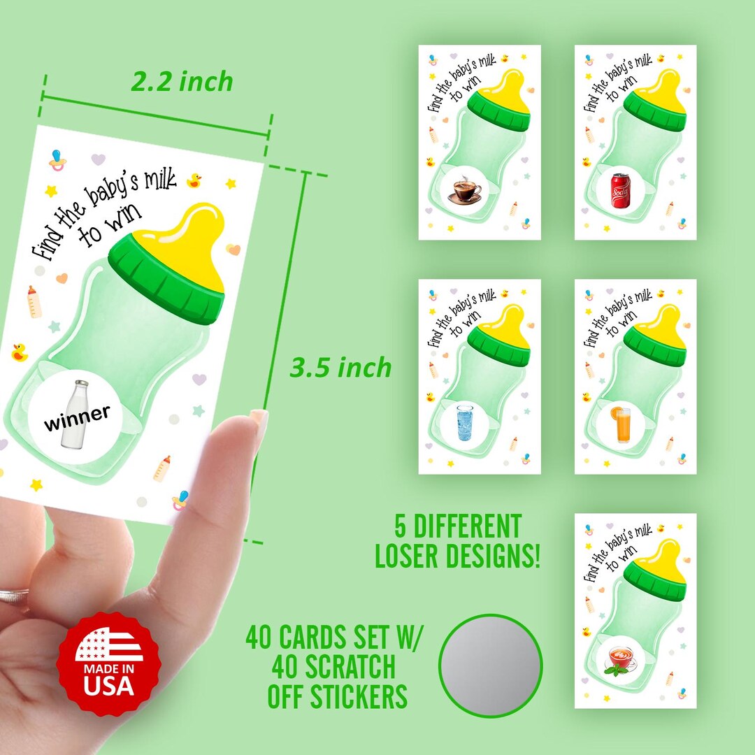 Baby Shower Game Gender Neutral Find the Babys Milk Scratch off Game 40 ...