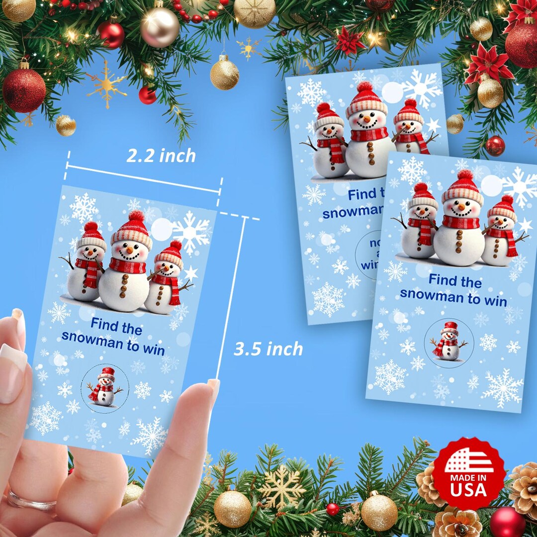 Christmas Party Scratch-off Game Cards – Snowman 40pc Party Game Set ...
