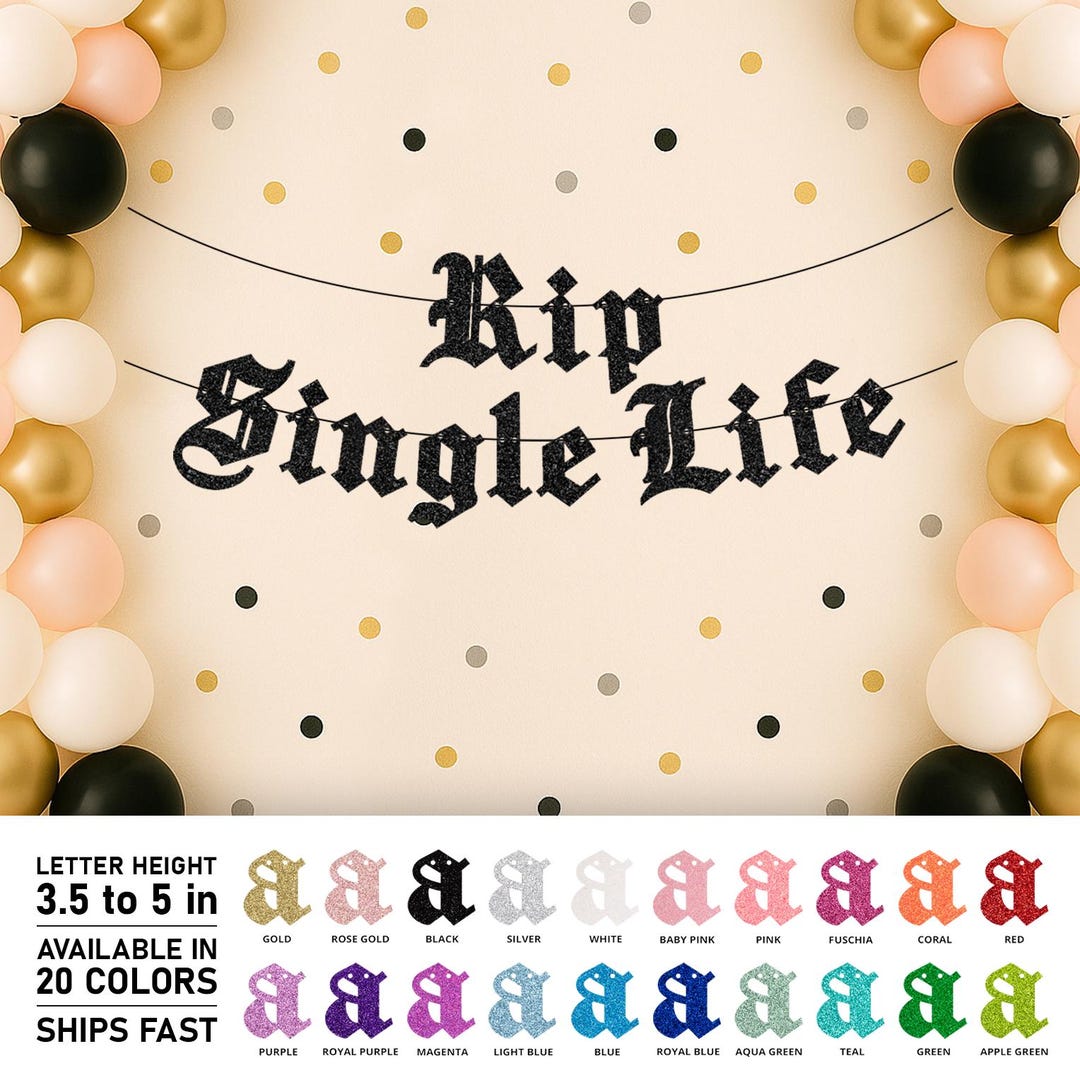 Rip Single Life Banner – Gothic Bachelorette Party Decor, Wedding ...