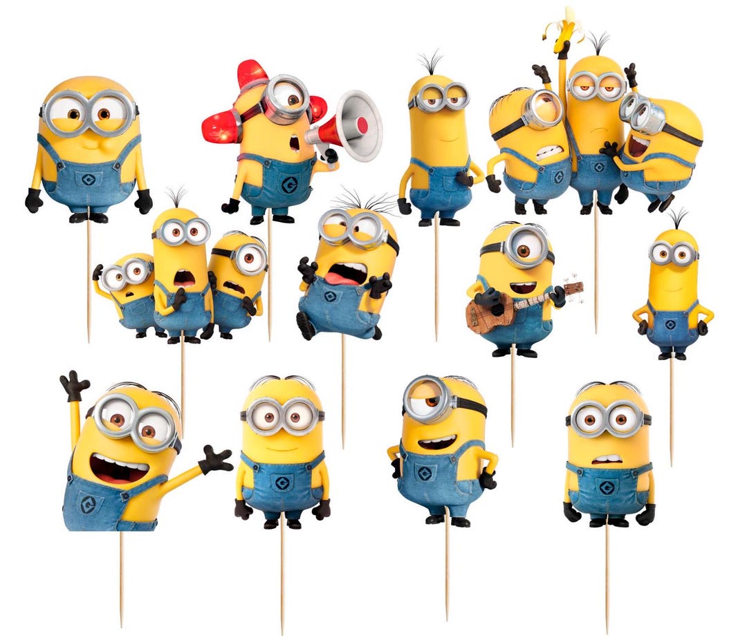 Set of 12 Minion Cupcake Toppers - Etsy