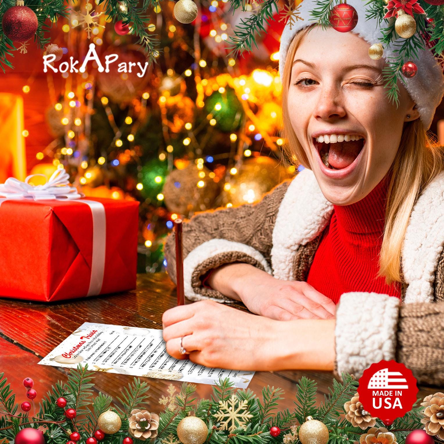 Christmas Trivia Party Game Set of 30 Holiday Cards, 5x7 Inch Thick ...