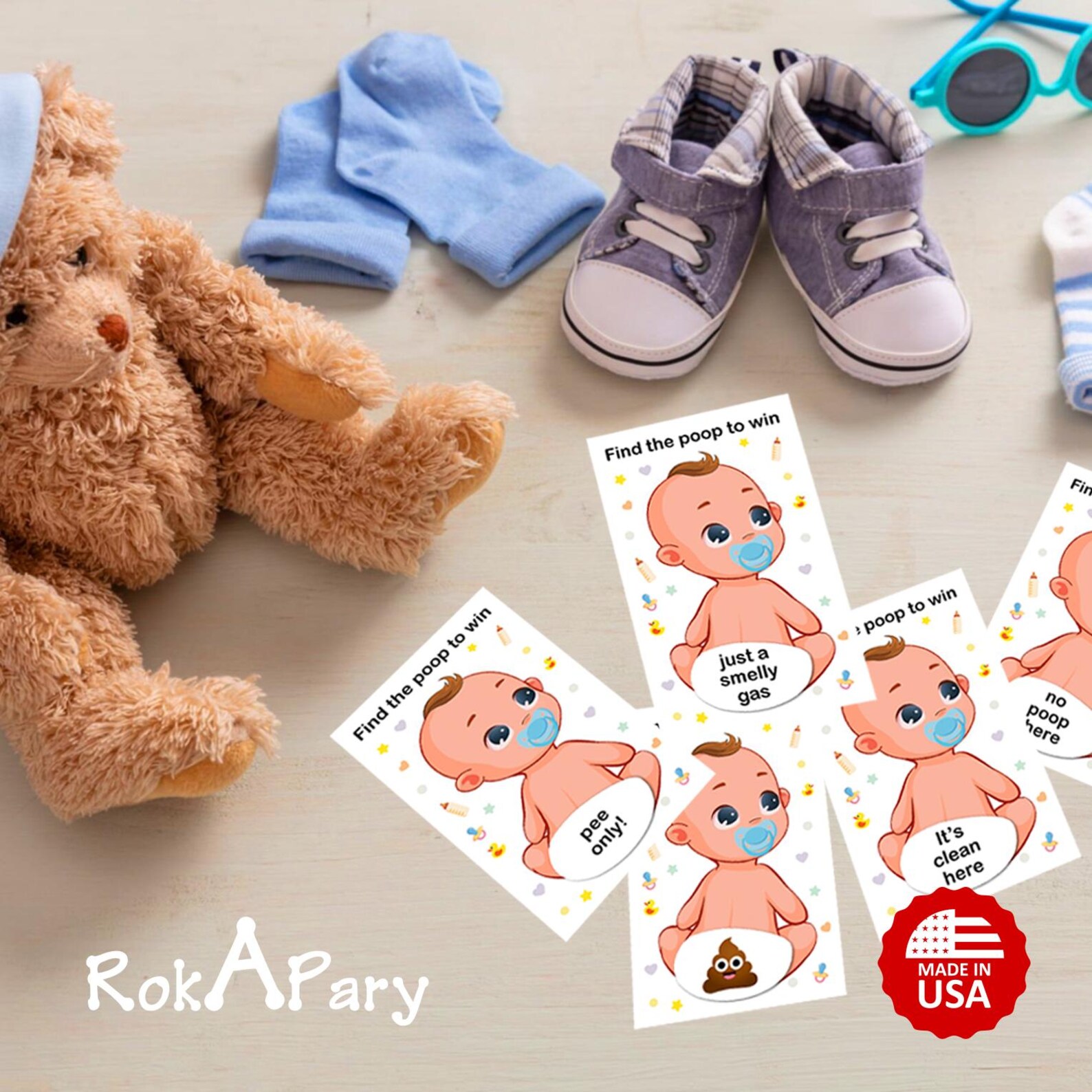 Baby Boy Find the Poop Game - Fun Scratch-off Cards for Baby Showers ...