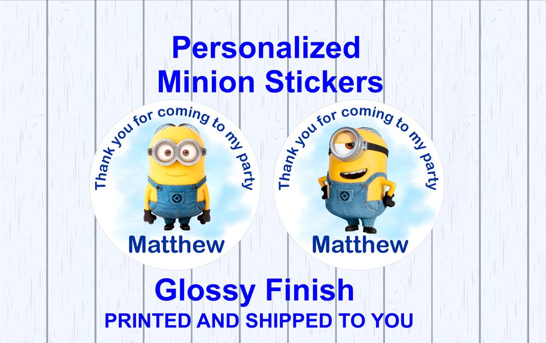 Personalized Minions Stickers With Name (BOTH DESIGNS INCLUDED) 2-inch ...