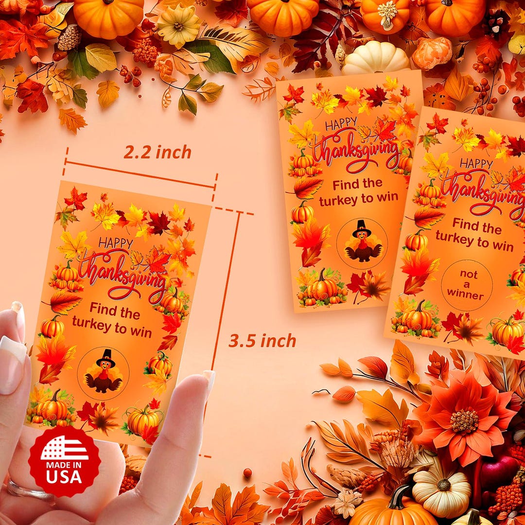 Thanksgiving Scratch-off Game - 40 Cards, 3 Winners, 37 Losers, Perfect ...