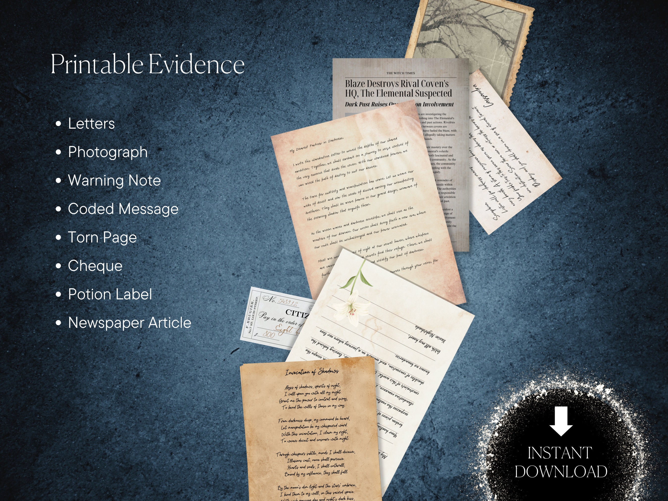 DIY Printable Murder Mystery Game: the Witching Hour, 7-10 All Female ...