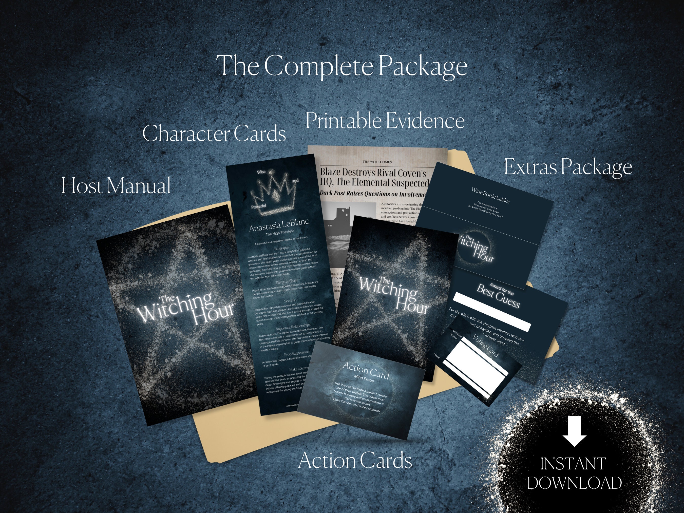 DIY Printable Murder Mystery Game: the Witching Hour, 7-10 Players ...