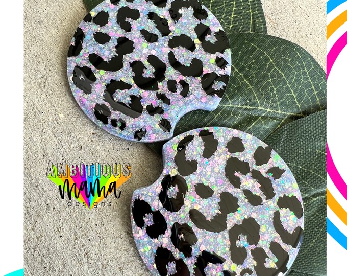 Car Coasters Set of 2, Leopard Car Coasters, Custom Car Coasters ...