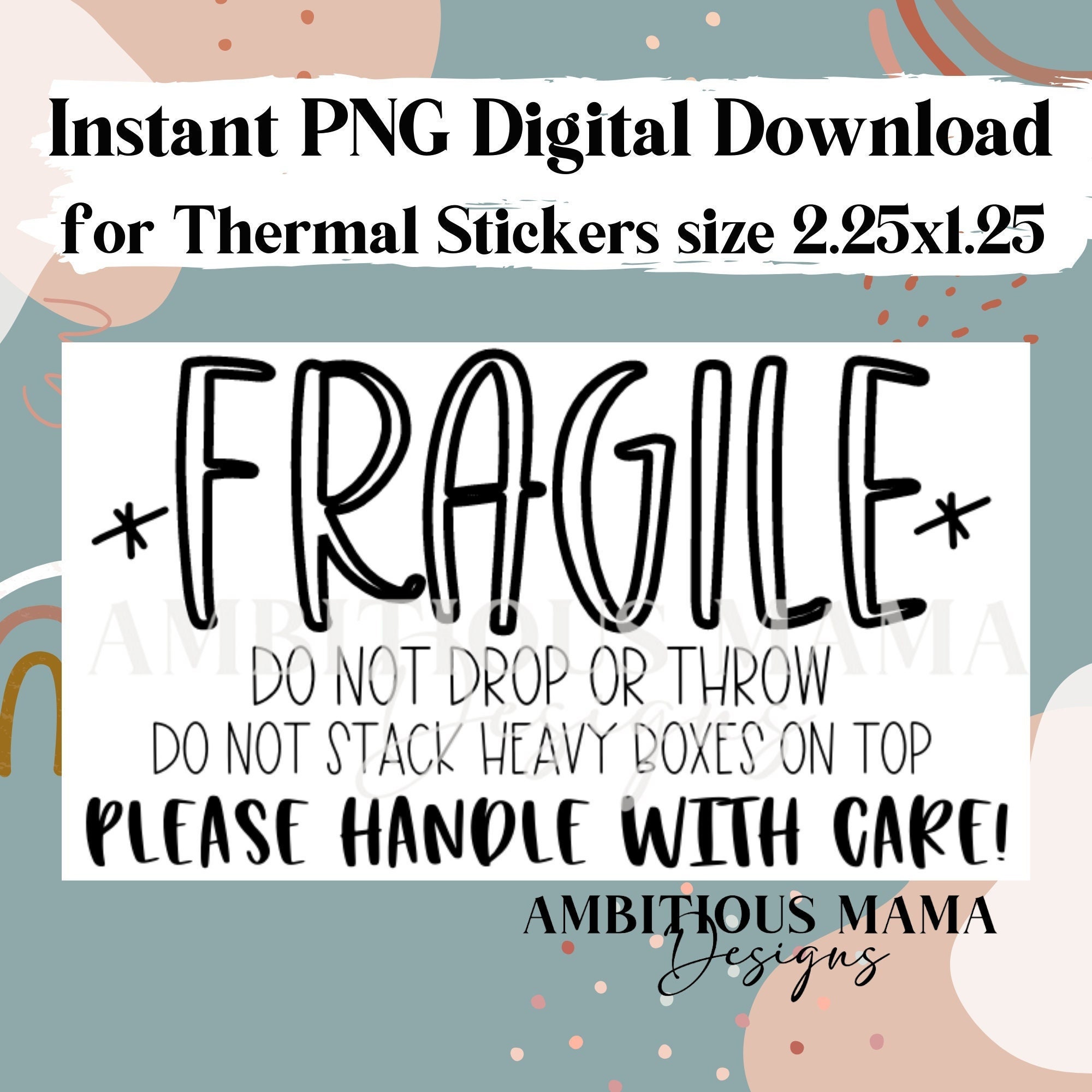 Fragile Handle With Care PNG Sticker Download Thermal - Etsy Canada