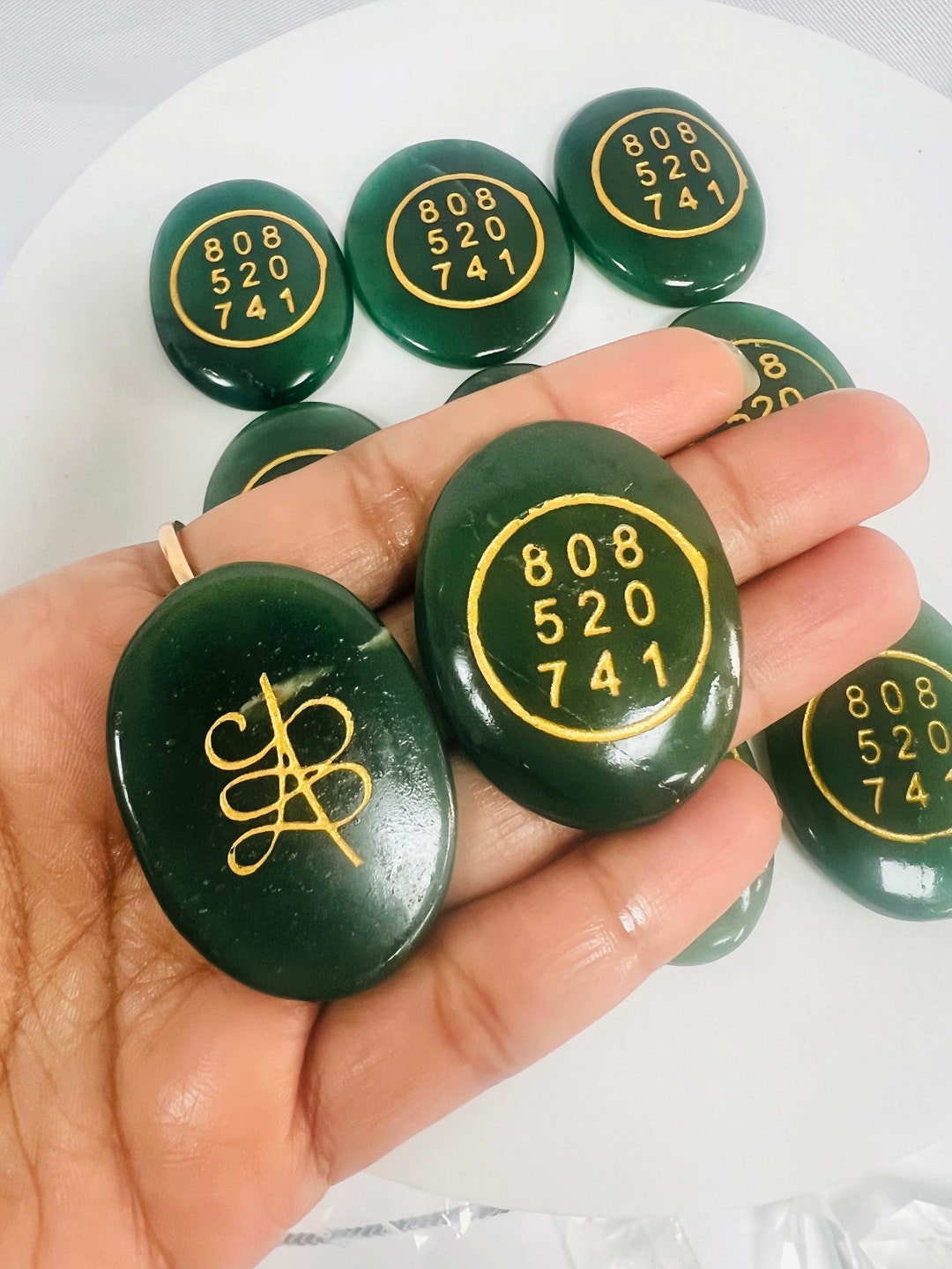 Green Jade Crystal Oval Shape Zibu Symbol Wealth , Attract Money ...