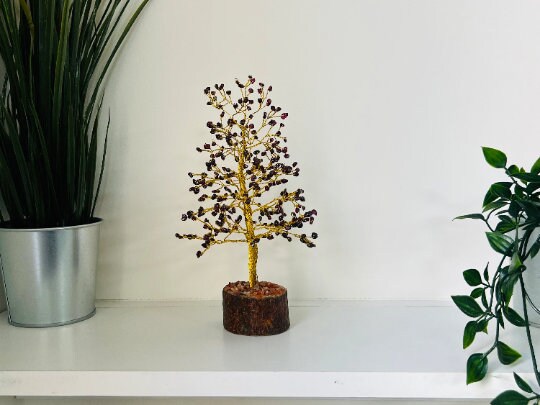 Red Garnet Gemstone Tree/ Crystal Tree / Ruby Crystal Tree / Sculpture ...