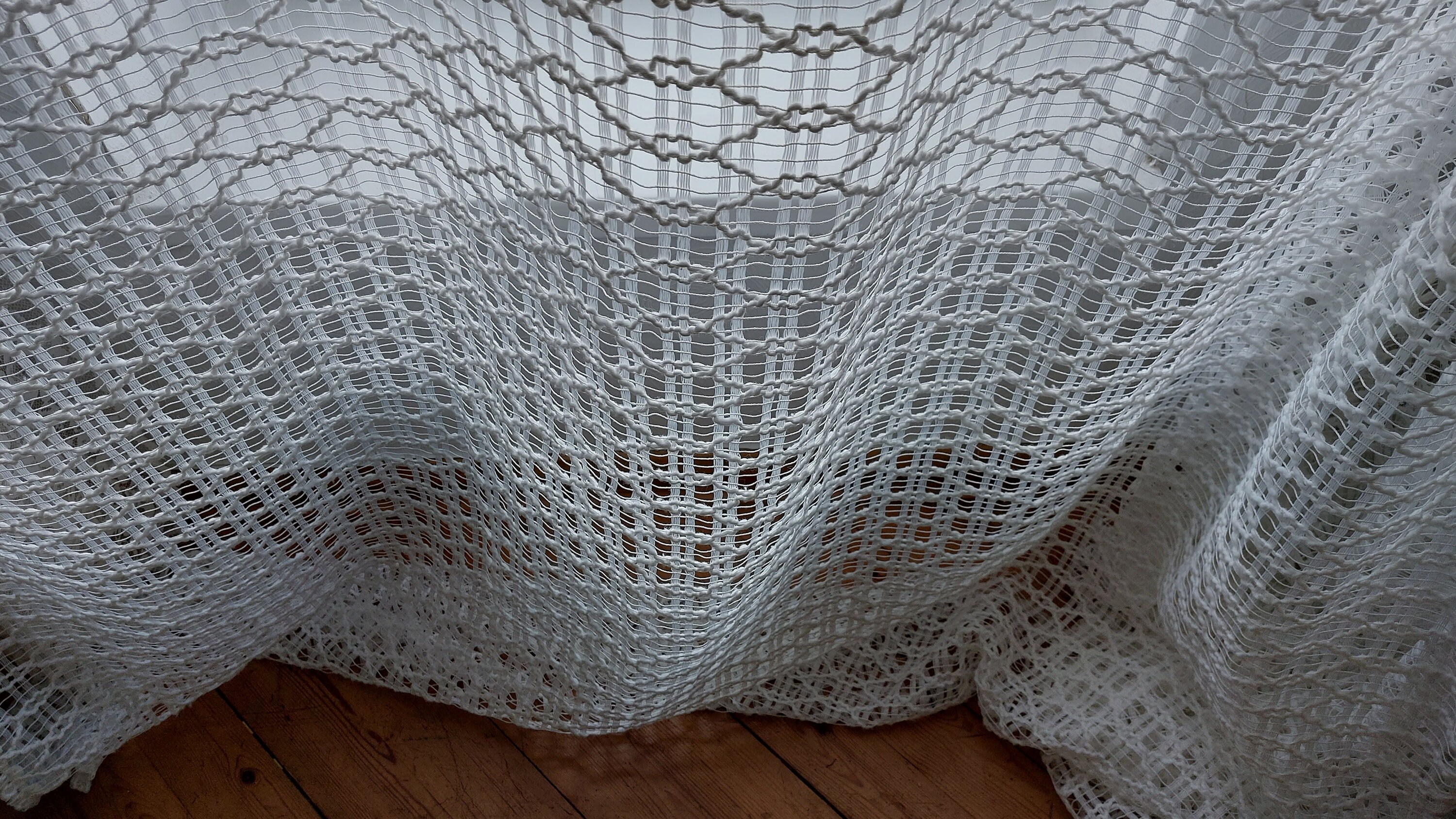 Very Wide Vintage Translucent Curtain Panel , Large Sheer Curtain ...