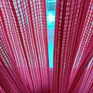 Pair of Large Pink Woven Acrylic Curtains for One Window , Pink Curtain ...