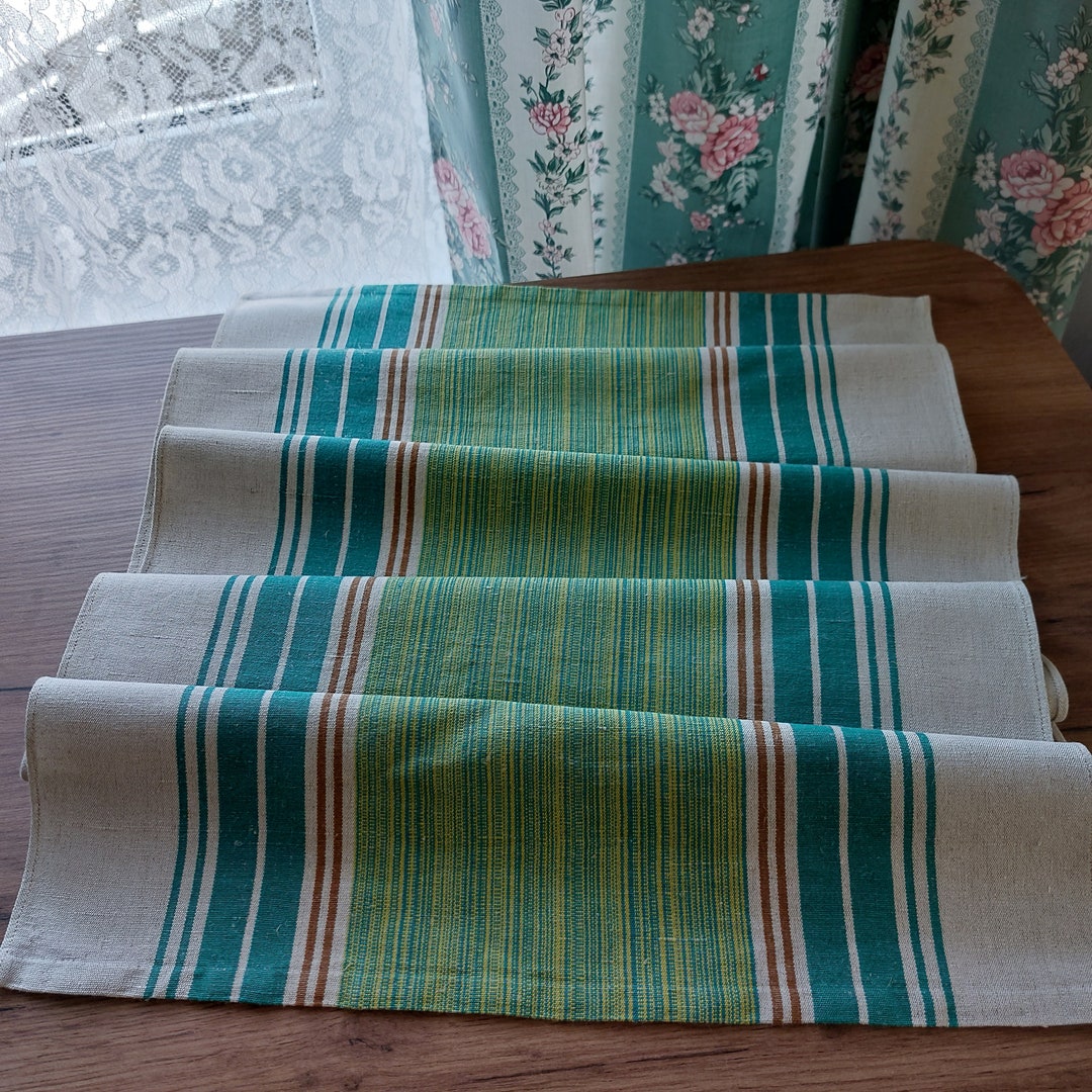 Rustic Woven Linen Table Runner, Table Topper, Table Dressing, Vintage ...
