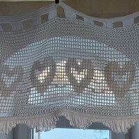 Vintage Floral Sheer White Valance Curtain, Translucent Cafe Curtain ...