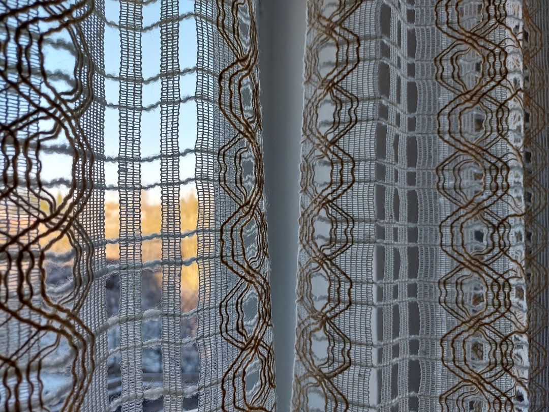 Pair of Vintage Narrow Translucent Acrylic Curtains , Narrow Sheer ...