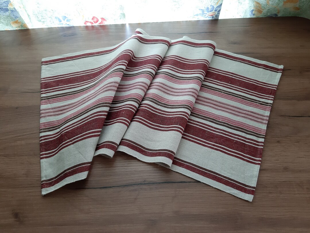 Rustic Woven Linen Striped Table Runner, Table Topper, Table Dressing ...