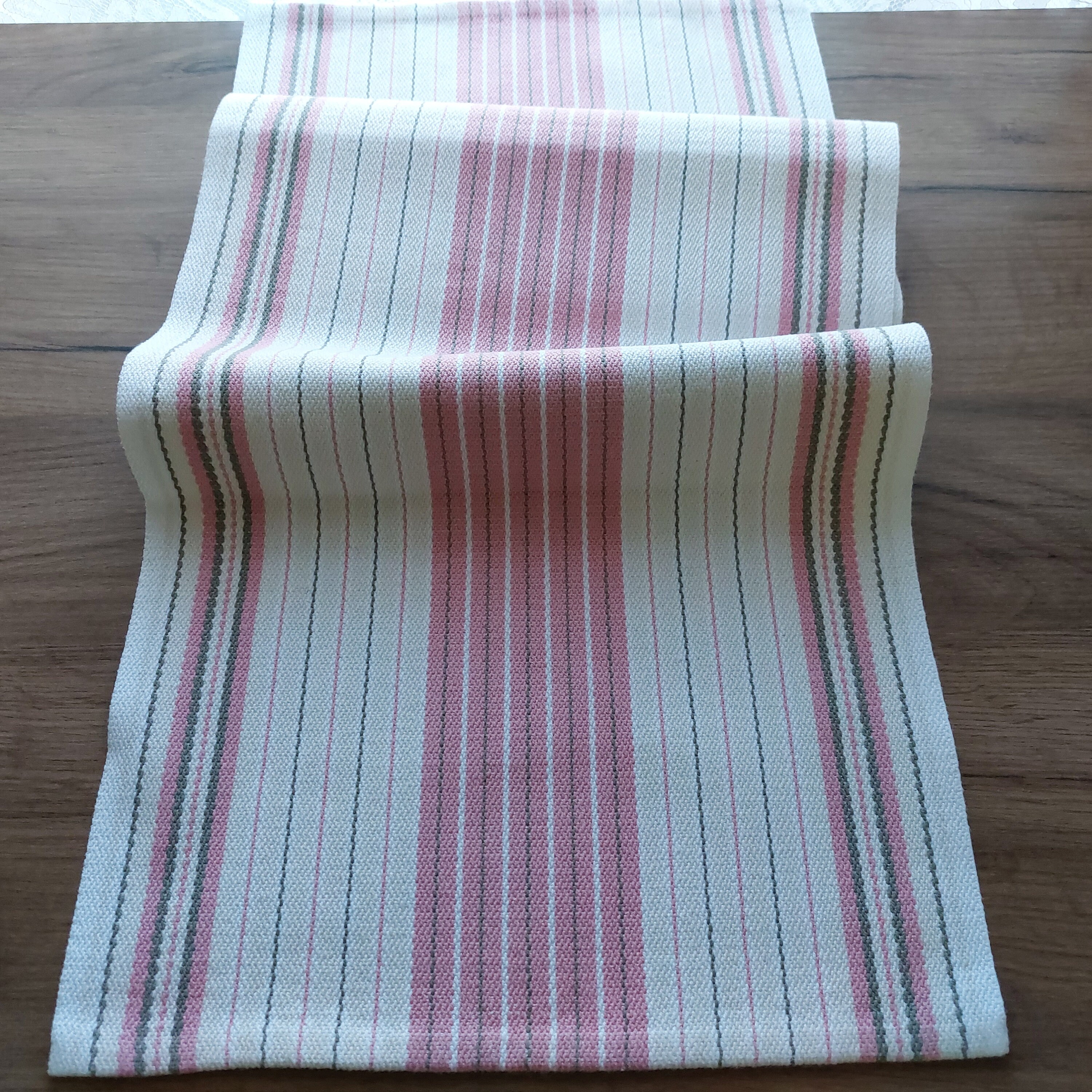 Vintage Woven Thick Linen Cotton Table Runner, Table Topper, Table ...