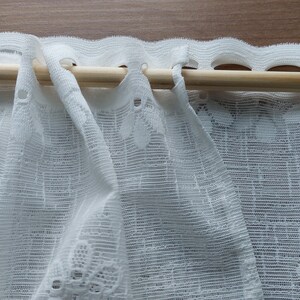 Vintage Floral Sheer White Valance Curtain, Translucent Cafe Curtain ...