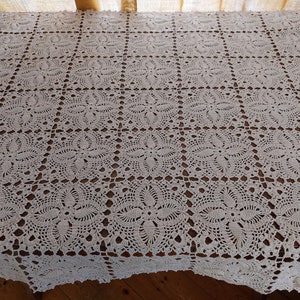 Vintage Scandinavian Handmade Crochet Square Linen Tablecloth - Etsy