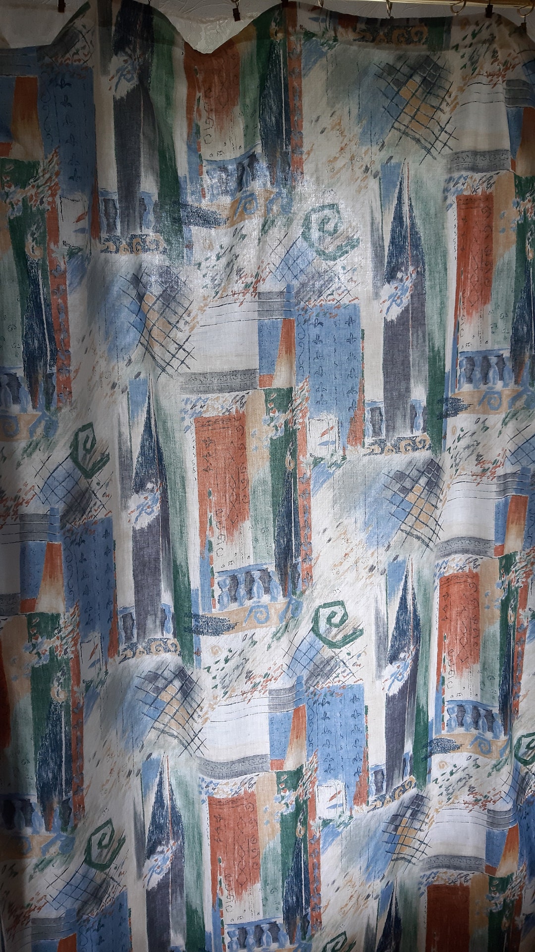 2 Pieces Large Cotton Fabric Printed Curtains, Decorative Curtain ...
