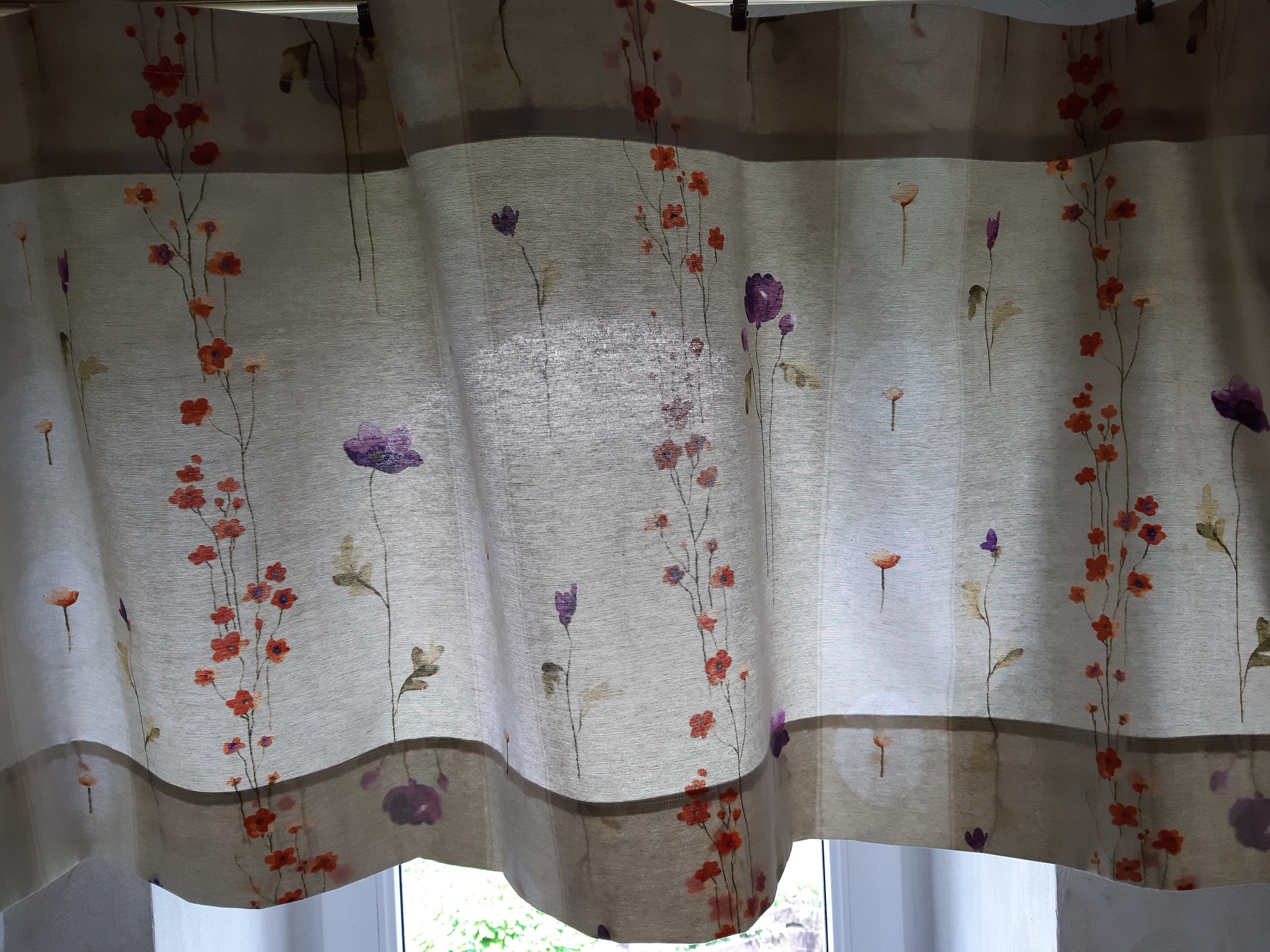 Vintage Wide Floral Cotton Print Valance Curtain, Long Valance ...